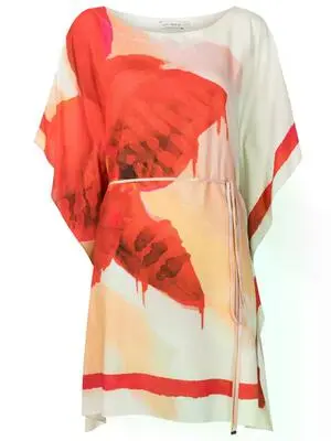 LENNY NIEMEYER Painterly-print Kaftan Minidress - Orange
