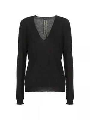 Rick Owens Long-sleeved V-neck Sweater - Black