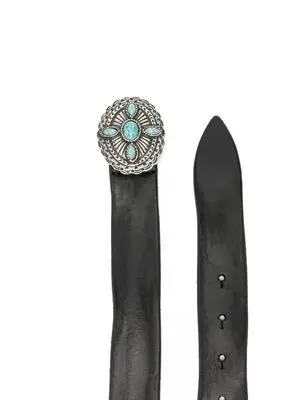 Orciani Leather Belt With Embellished Buckle - Black