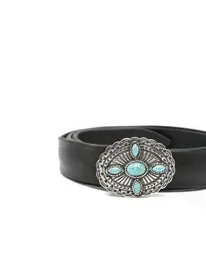 Orciani Leather Belt With Embellished Buckle - Black