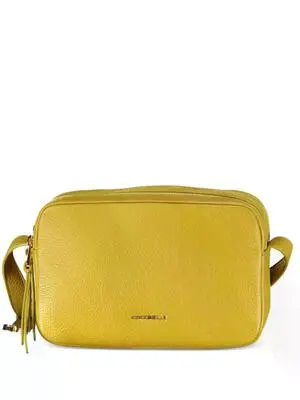 COCCINELLE Leather Crossbody Bag With Logo Lettering - Yellow