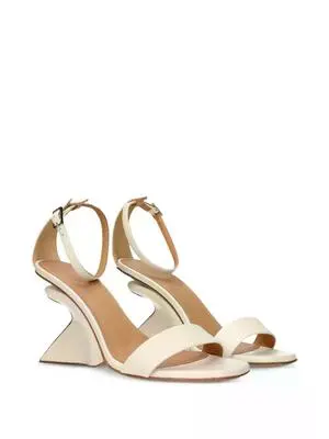 Off-White Sculpted-heel Leather Sandals - Neutrals