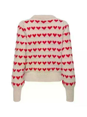JACQUELINE DE YONG Heart-intarsia Puff-sleeve Sweater
