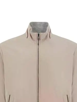 Canali Nuvola Piping-detail Zip-up Jacket - Neutrals