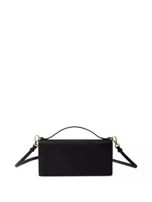Prada Saffiano-leather Wallet With Shoulder Strap - Black
