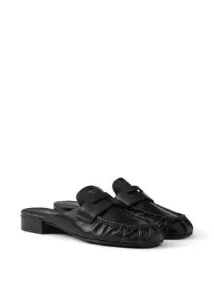 Prada Leather Mules - Black