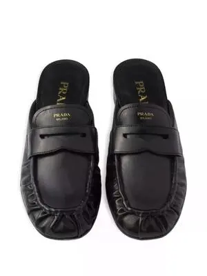 Prada Leather Mules - Black