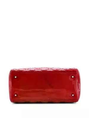 Dior Lady Medium Satchel Cannage Quilt Patent - Red