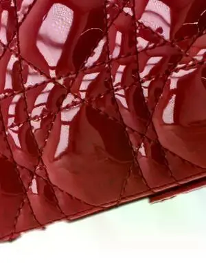 Dior Lady Medium Satchel Cannage Quilt Patent - Red