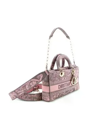 Dior Lady D-joy Embroidered Canvas Satchel Medium - Grey