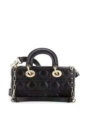 Dior Lady D-joy Cannage Quilt Lambskin Small Satchel - Black