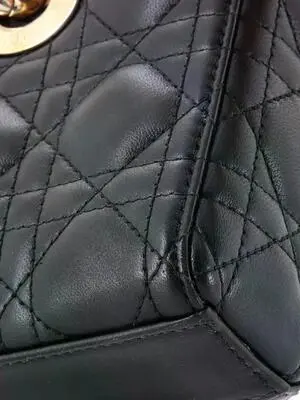 Dior Lady D-joy Cannage Quilt Lambskin Small Satchel - Black