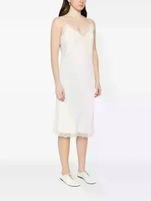 RÓHE Lace-trim Midi Dress - Neutrals