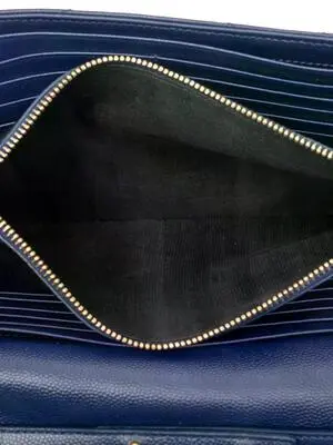 Saint Laurent 2014 Grain De Poudre Chevron Monogram Envelope Chain Wallet - Blue