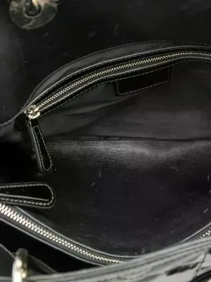 Dior 2010 Medium Patent Cannage Polochon Granville Satchel - Black
