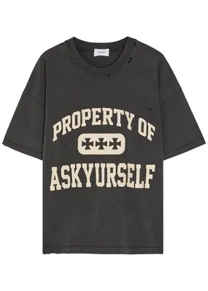 ASKYURSELF Logo-print Distressed Cotton T-shirt