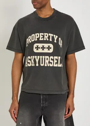 ASKYURSELF Logo-print Distressed Cotton T-shirt