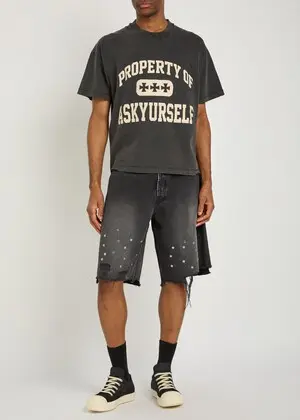 ASKYURSELF Logo-print Distressed Cotton T-shirt