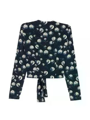 SIYU Balloon-print Tie-front Blouse