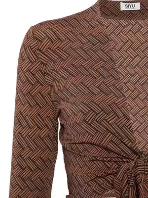 SIYU Geometric-pattern Tie-front Blouse