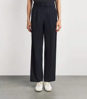 Rag & Bone Pinstripe Wide-leg Trousers - Navy