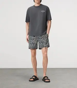 ALLSAINTS Leopard Print Swim Shorts - Grey