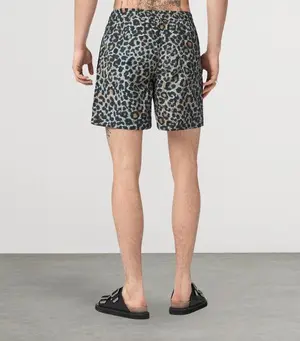 ALLSAINTS Leopard Print Swim Shorts - Grey