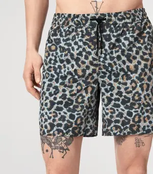 ALLSAINTS Leopard Print Swim Shorts - Grey