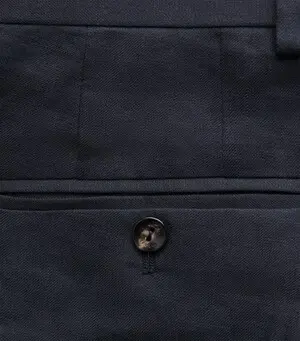 Agnona Linen Straight Trousers - Navy