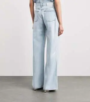 7 For All Mankind Sequinned Lotta Wide-leg Jeans - Blue
