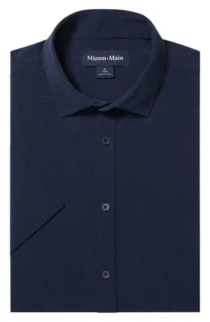 Mizzen+main Porter Trim Fit Short Sleeve Performance Button-up Shirt - Navy