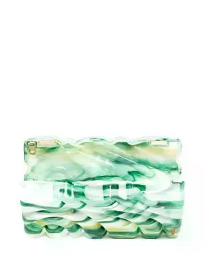 Cult Gaia Aura Marbled Clutch - Green