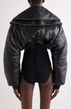 Givenchy Crop Double Zip Collar Bomber Jacket - Black