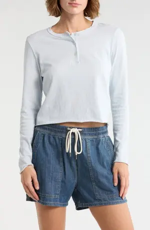 JAMES PERSE Shrunken Cotton Henley Top