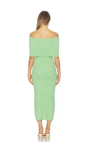 Alexis Costella Off-the-shoulder Gingham Maxi Dress - Green