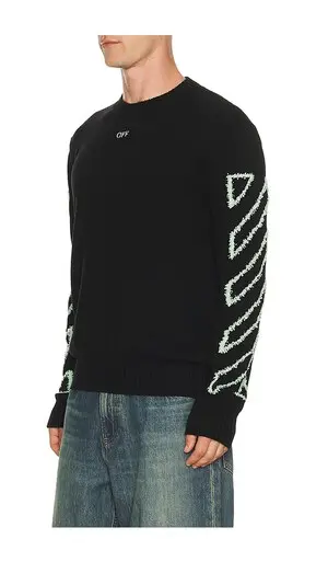 Off-White Fuzzy Knit Crew Neck Sweater
