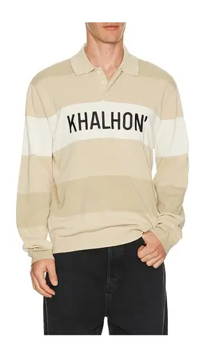 KHALHON Coastal Stripe Knit Polo Jacket
