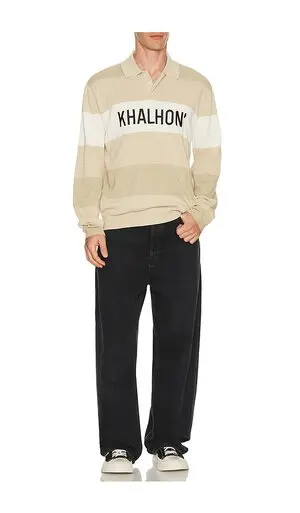 KHALHON Coastal Stripe Knit Polo Jacket