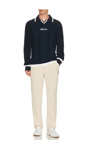 KHALHON V Tipped Varsity Knit Pullover Polo