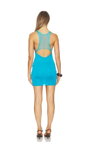 ISA BOULDER Cowl Neck Mini Dress - Blue