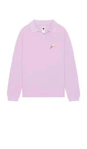 VOWELS Long Sleeve Pique Polo In . Also - Lavender
