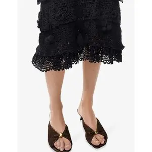 Loewe X Paula's Ibiza Ruffled Crochet Cotton Midi Skirt - Black
