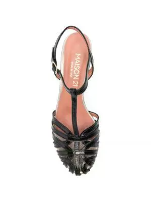MAISON 21 Patent Leather T-bar Sandals