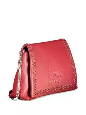 Byblos Embossed-logo Shoulder Bag With Stud Embellishments - Red