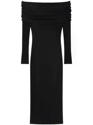 AZ FACTORY X Lutz Huelle Fatna Off-shoulder Long-sleeve Midi Dress - Black