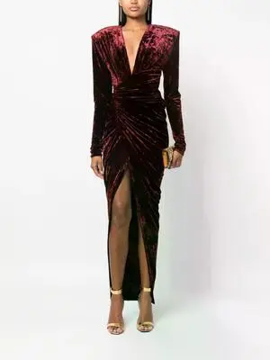 Alexandre Vauthier Draped Asymmetric Velour Dress