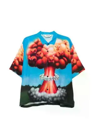 BRAIN DEAD Graphic-print Short-sleeve Shirt - Blue