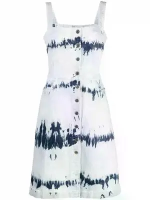 Stella McCartney Tie-dye Cotton A-line Dress - Blue