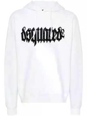 Dsquared2 Cotton Hoodie With Logo Appliqu - White