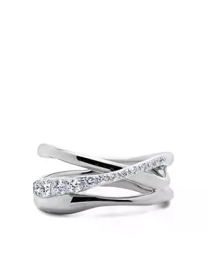 Monica Vinader Pavé Diamond Crossover Ring - Silver